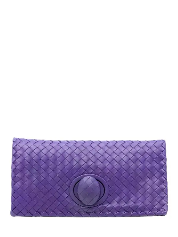 Bottega Veneta Nappa Intrecciato Turn Lock Clutch Bag - Purple