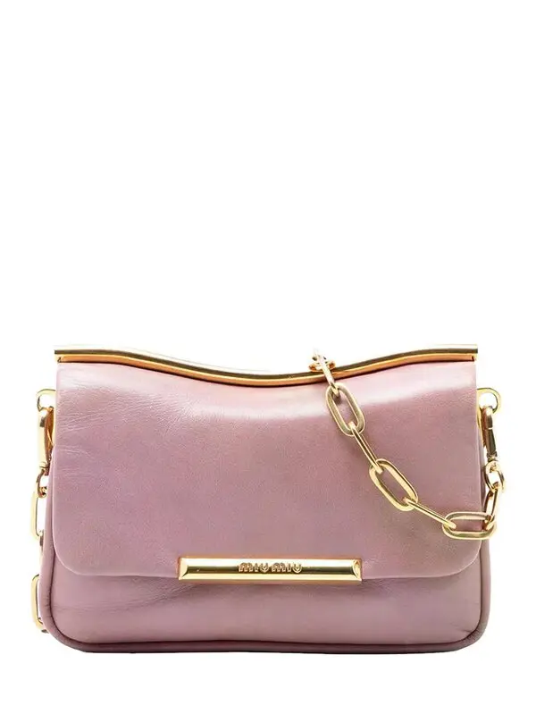 Miu Miu 2010-2025 Leather Frame Chain Crossbody Bag - Pink