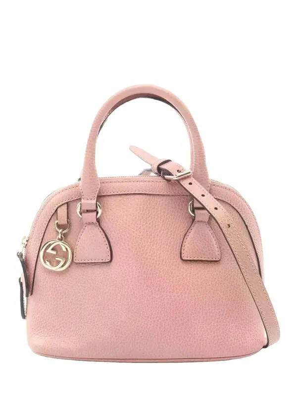 Gucci Leather Gg Charm Dome Satchel - Pink