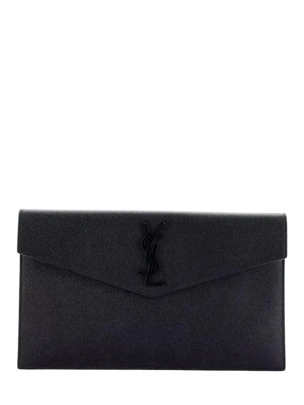 Saint Laurent Uptown Pouch Leather Clutch Bag - Black
