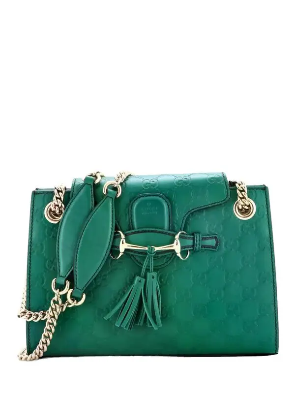 Gucci Emily Chain Flap Ssima Leather Small Shoulder Bag - Green