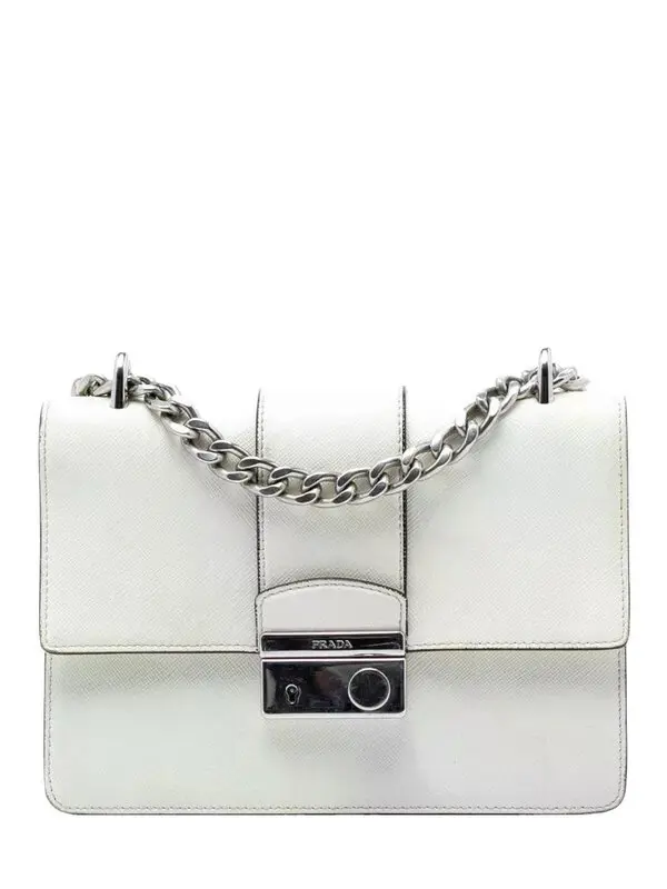 Prada Small Saffiano Chain Crossbody Bag - White