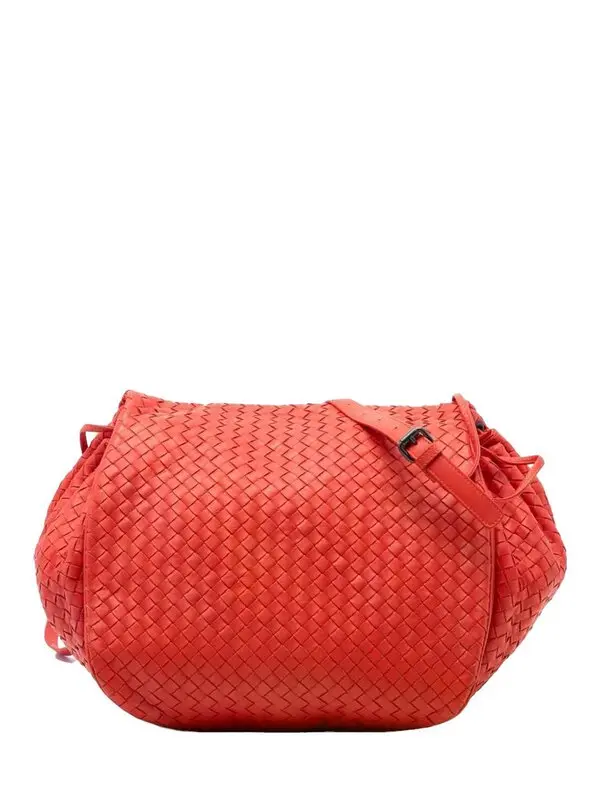 Bottega Veneta 2011 Nappa Intrecciato Flap Crossbody Bag - Red