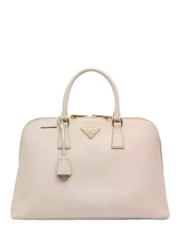 Prada Large Saffiano Lux Promenade Satchel - White