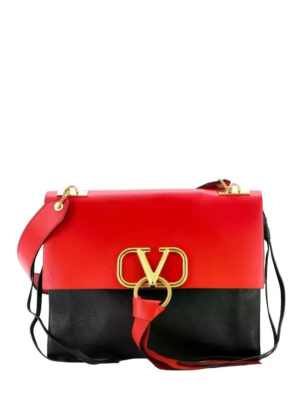 Valentino Garavani Vring Leather Medium Satchel - Black