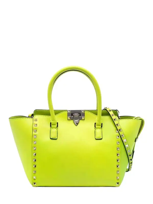 Valentino Garavani Rockstud Double Handle Tote Satchel - Yellow