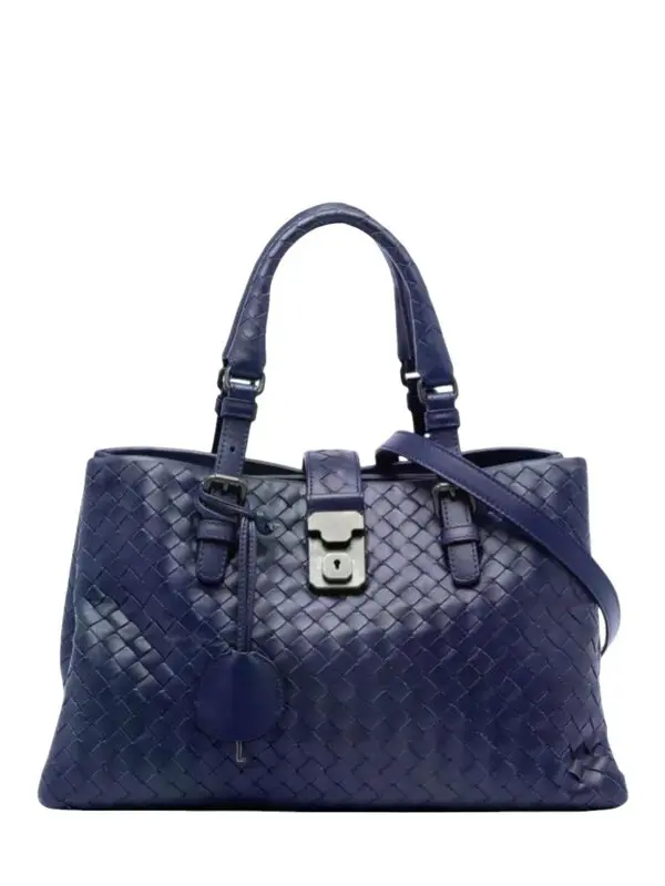 Bottega Veneta 2012-2026 Small Nappa Intrecciato Roma Satchel - Blue