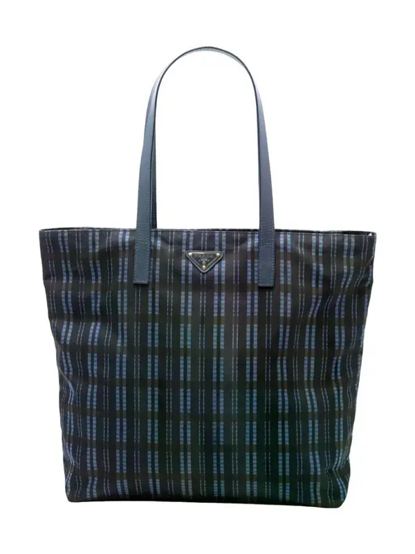 Prada 2013-2025 Tessuto Stampato Tote Bag - Blue