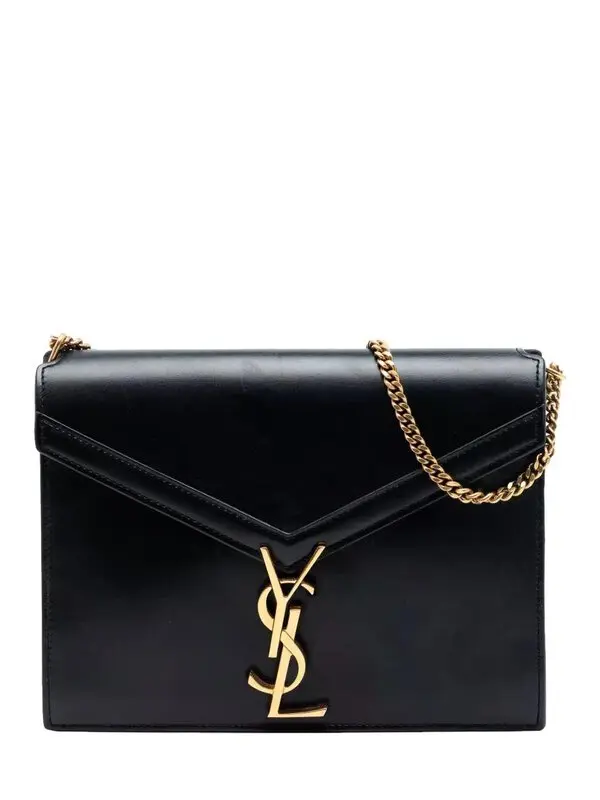 Saint Laurent Smooth Calfskin Monogram Cassandra Clasp Shoulder Bag - Black