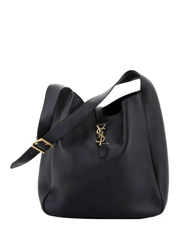 Saint Laurent Le 5 A 7 Supple Leather Large Hobo Bag - Black