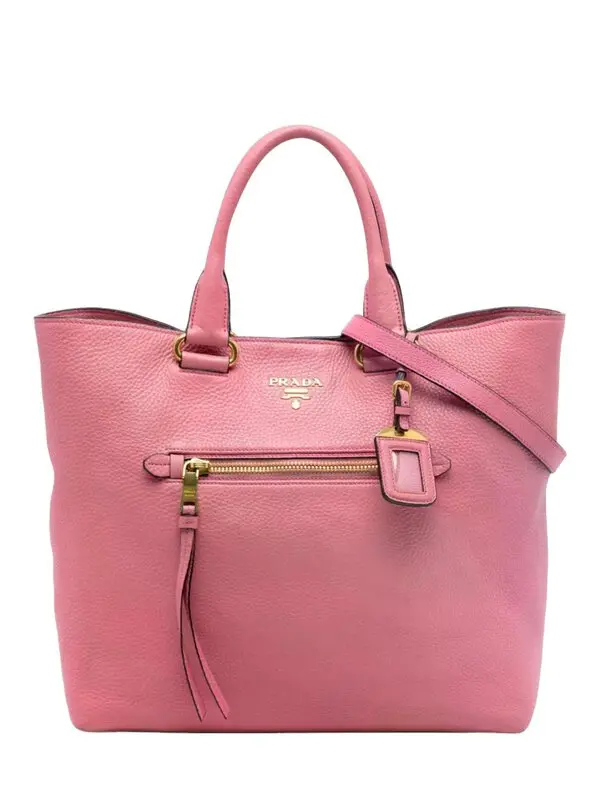 Prada Vitello Daino Open Convertible Tote Satchel - Pink