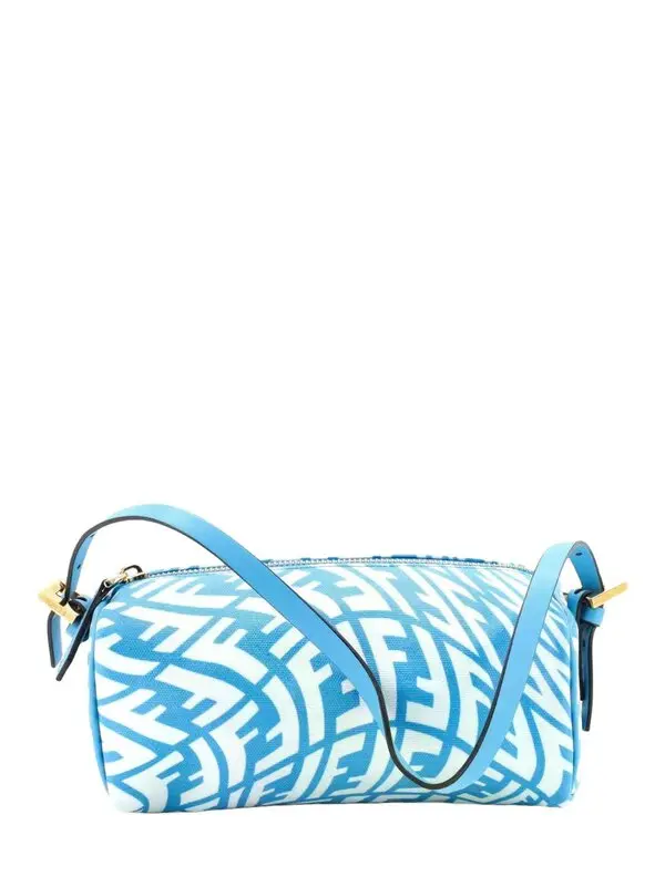 Fendi Zip Vertigo Zucca Coated Canvas Mini Shoulder Bag - Blue