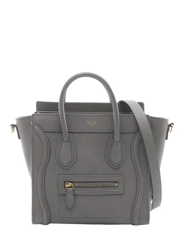Celine 2010-2026 Nano Leather Luggage Tote - Grey