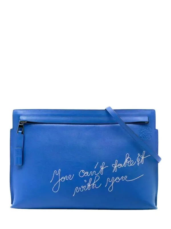 Loewe Embroidered Anagram T Pouch - Blue