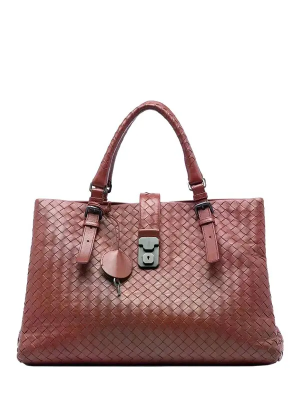 Bottega Veneta 2012-2026 Medium Nappa Intrecciato Roma Tote Bag - Red