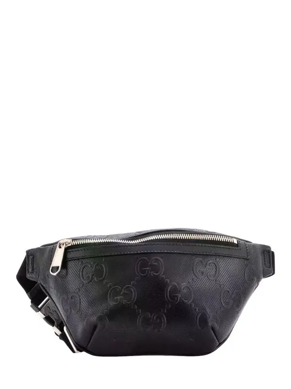 Gucci Gg Embossed Perforated Leather Belt Bag - Black