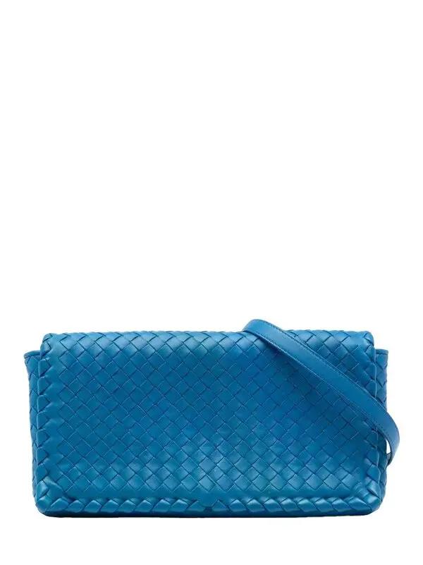 Bottega Veneta Nappa Intrecciato Flap Crossbody Bag - Blue