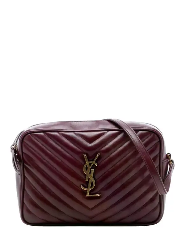 Saint Laurent Matelasse Leather Monogram Lou Camera Crossbody Bag - Red