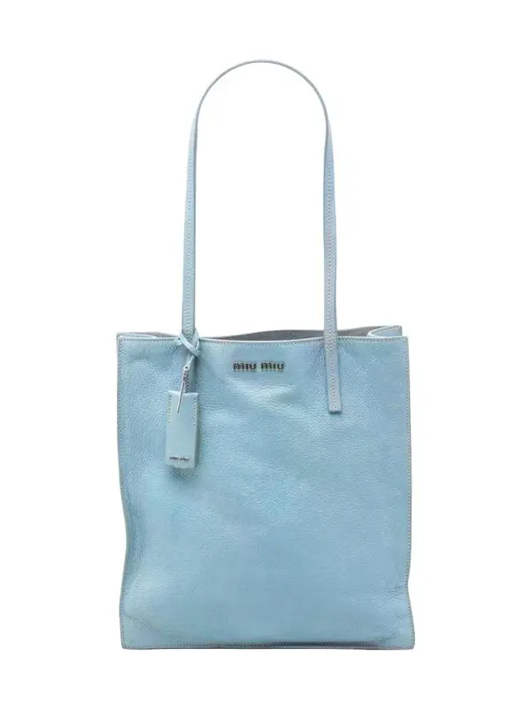 Miu Miu 2010-2025 Goatskin Madras Tote Bag - Blue
