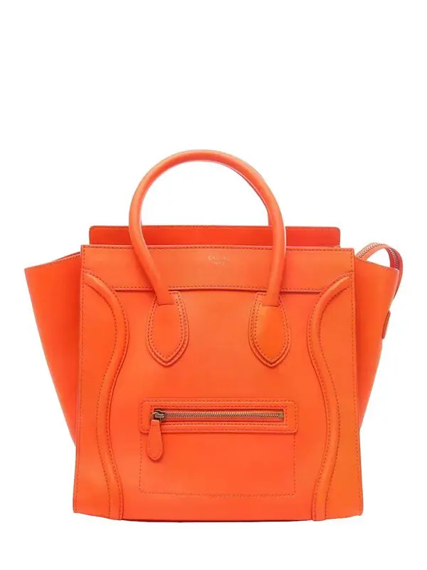 Celine 2010-2016 Mini Leather Luggage Tote - Orange