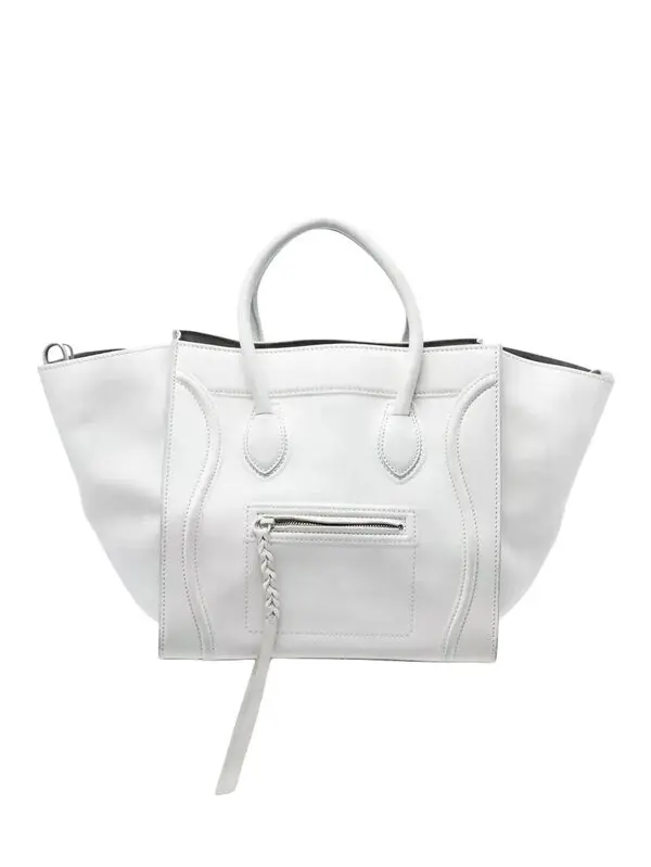 Celine 2011 Medium Leather Phantom Luggage Tote Bag - White