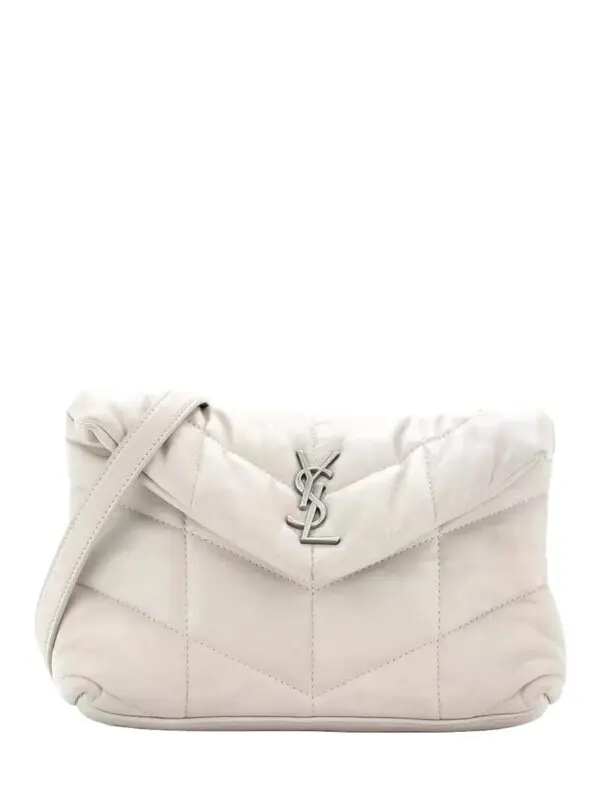 Saint Laurent Loulou Puffer Mini Shoulder Bag - Neutrals