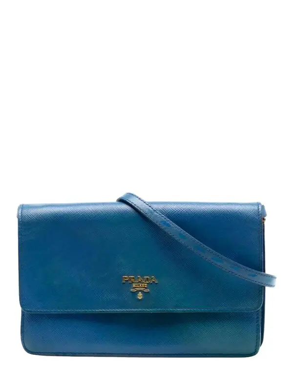 Prada Saffiano Wallet On Strap Crossbody Bag - Blue