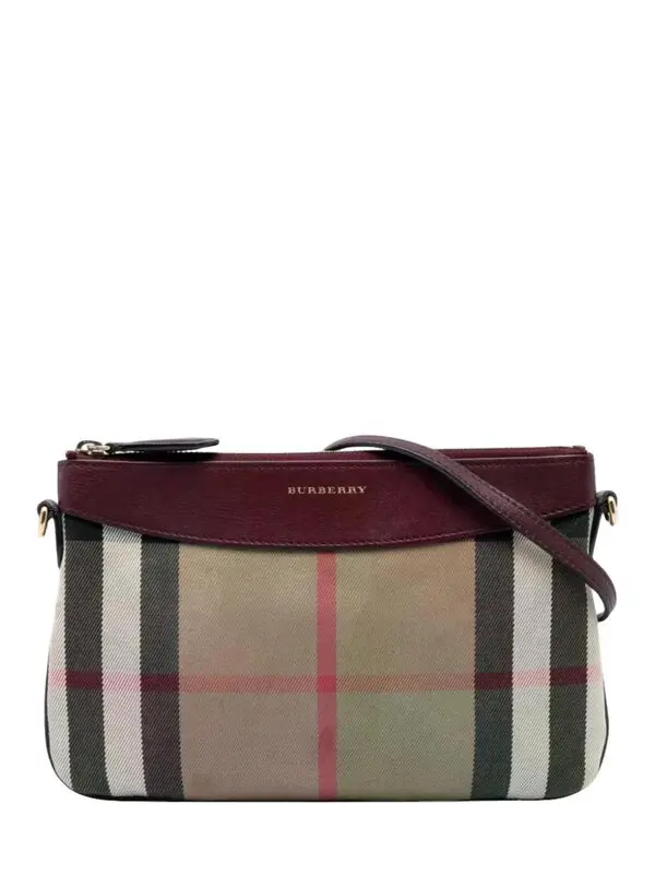 Burberry Mega Check Canvas Peyton Crossbody Bag - Red