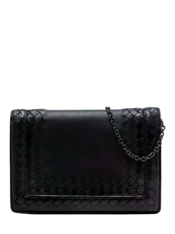 Bottega Veneta Karung Trimmed Intrecciato Shoulder Bag - Black