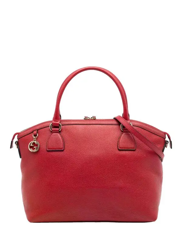Gucci Large Dollar Calfskin Gg Charm Dome Satchel - Red