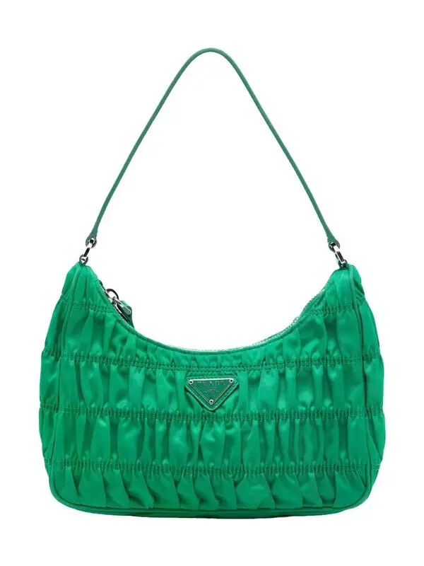 Prada 2000-2013 Tessuto Gaufre Re-edition Shoulder Bag - Green