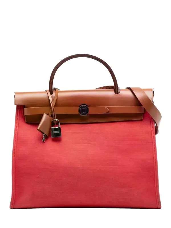 Hermès 2019 Toile Herbag Zip 31 Satchel - Red