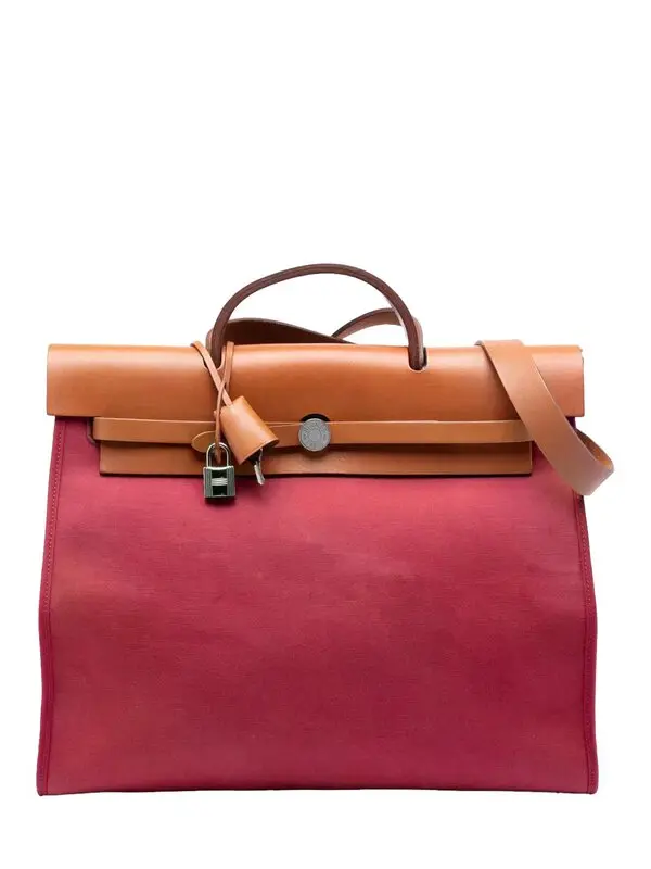 Hermès 2012 Toile Herbag Zip 39 Satchel - Red