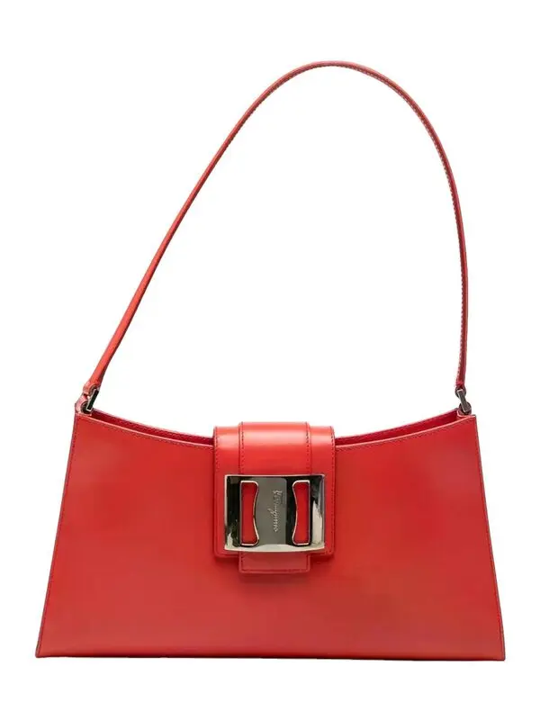 FERRAGAMO Leather Vara Shoulder Bag - Red