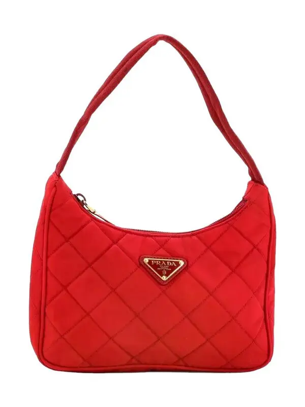 Prada Quilted Tessuto Mini Hobo Bag - Red