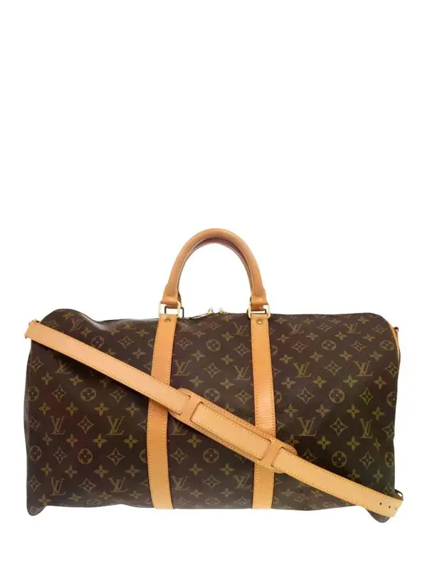 LOUIS VUITTON 1998 Monogram Keepall Bandouliere 50 Travel Bag - Brown