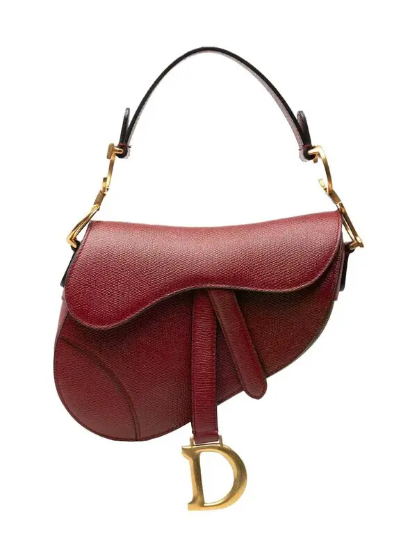 Dior 2019 Mini Grained Calfskin Saddle Bag Satchel - Red