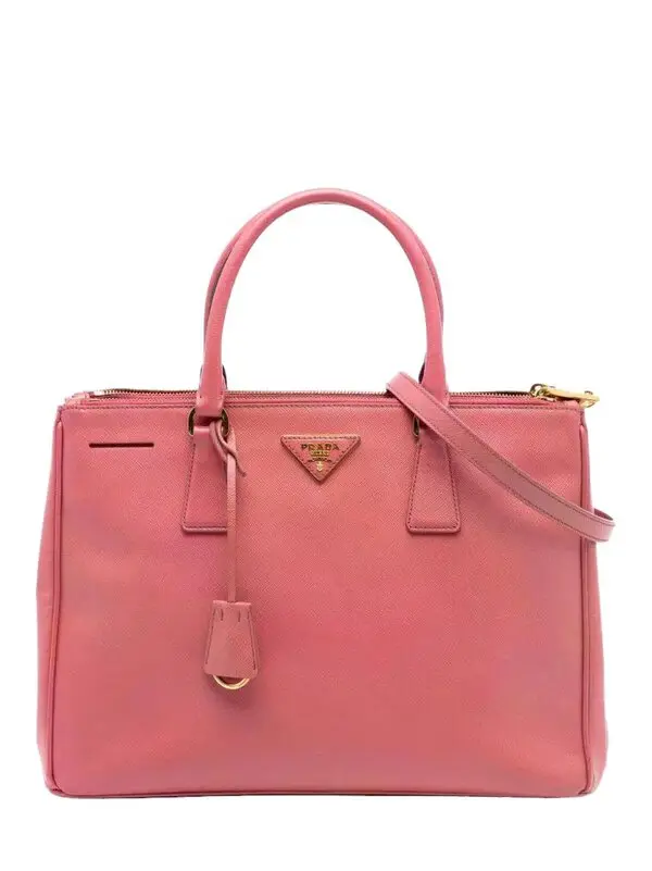 Prada Saffiano Lux Galleria Double Zip Satchel - Pink