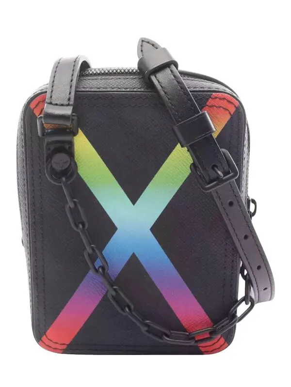 LOUIS VUITTON 2017 Taiga Rainbow Danube Crossbody Bag - Black