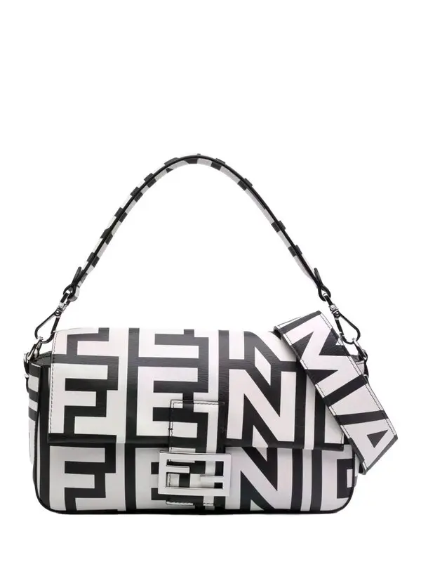 Fendi Logo Print Baguette Satchel - White