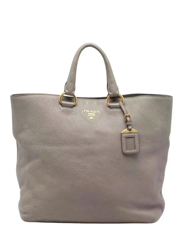 Prada Vitello Daino Open Convertible Tote Satchel - Grey