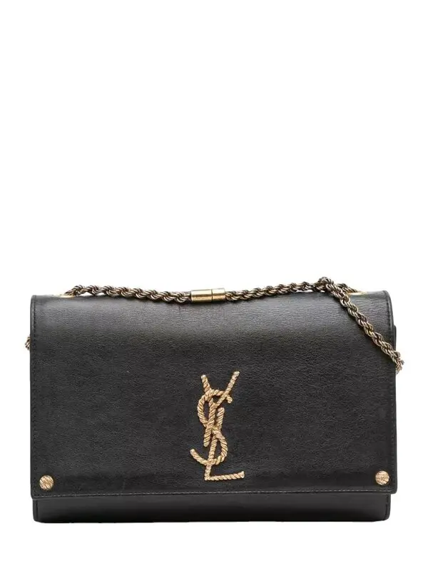 Saint Laurent 2016 Medium Braided Monogram Kate Crossbody Bag - Black