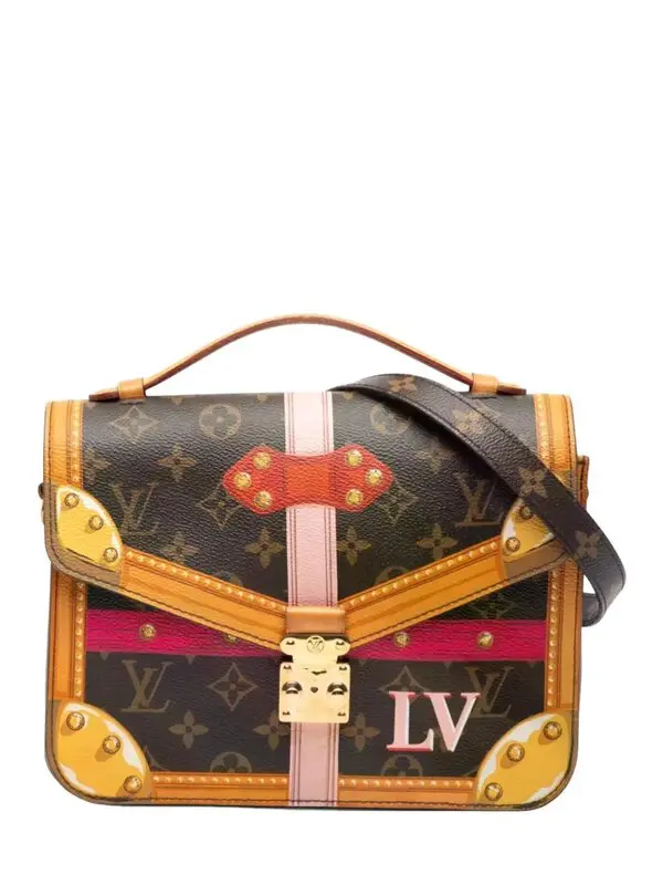 LOUIS VUITTON 2018 Monogram Summer Trunk Pochette Metis Satchel - Brown