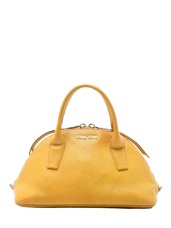 Miu Miu 2010 Goatskin Madras Bowling Satchel - Yellow