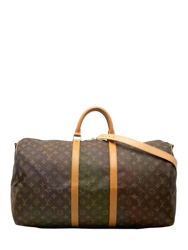 LOUIS VUITTON 1996 Monogram Keepall Bandouliere 55 Travel Bag - Brown