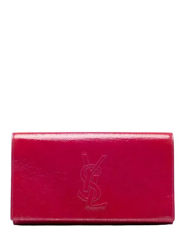 Saint Laurent 2018 Large Textured Patent Belle De Jour Clutch Bag - Pink