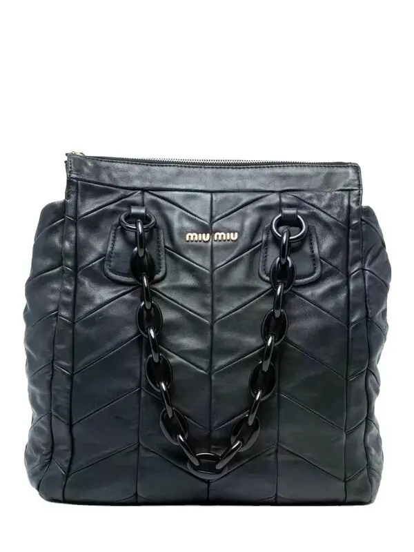Miu Miu 2010-2025 Quilted Nappa Tote Bag - Black