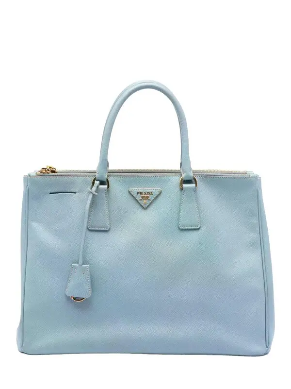 Prada 2010-2026 Large Saffiano Lux Galleria Double Zip Satchel - Blue