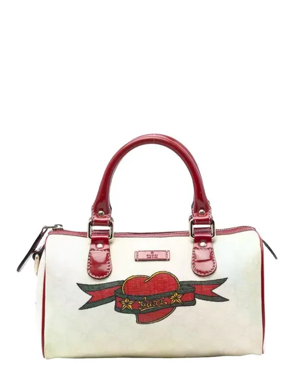 Gucci Small Gg Supreme Joy Tattoo Heart Boston Bag - White