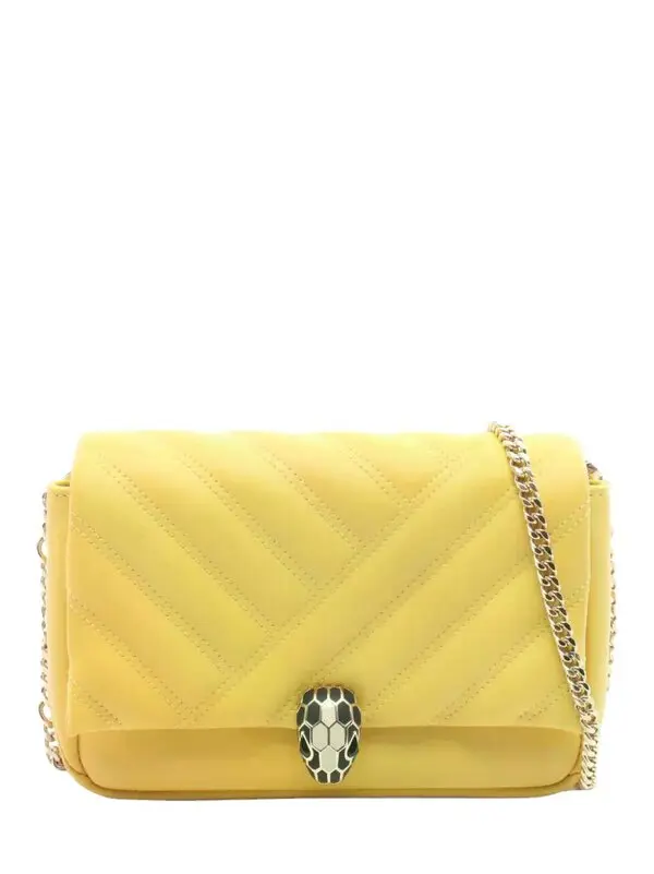 BVLGARI 2010-2026 Quilted Leather Serpenti Forever Cabochon Crossbody Bag - Yellow